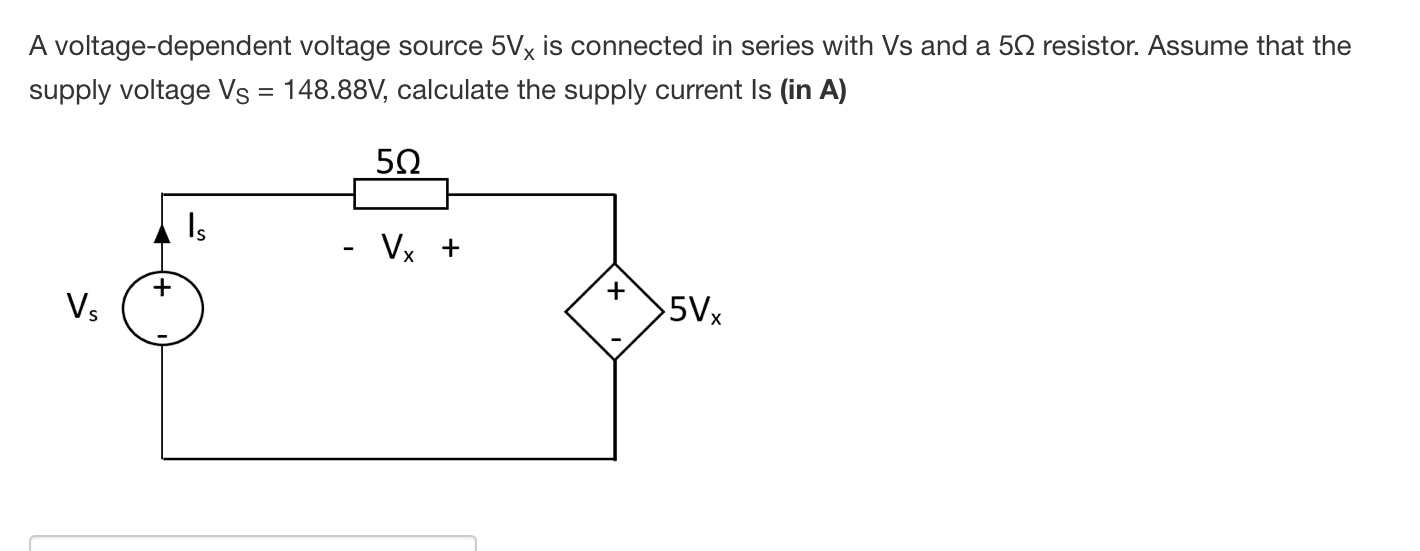 Solved A voltage-dependent voltage source 5Vx is connected | Chegg.com
