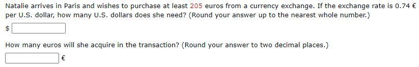 Solved Natalie arrives in Paris and wishes to purchase at | Chegg.com