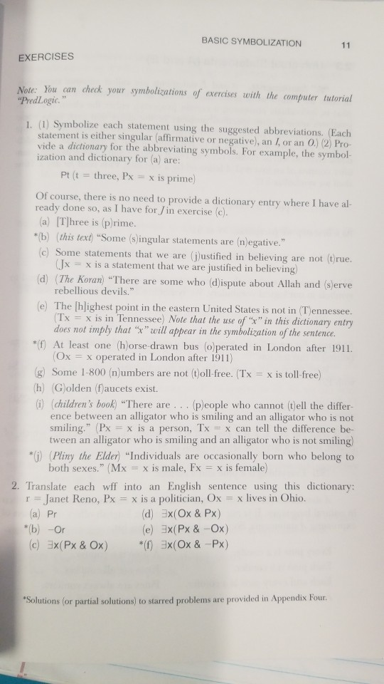 Solved BASIC SYMBOLIZATION EXERCISES Note: You can chck your | Chegg.com
