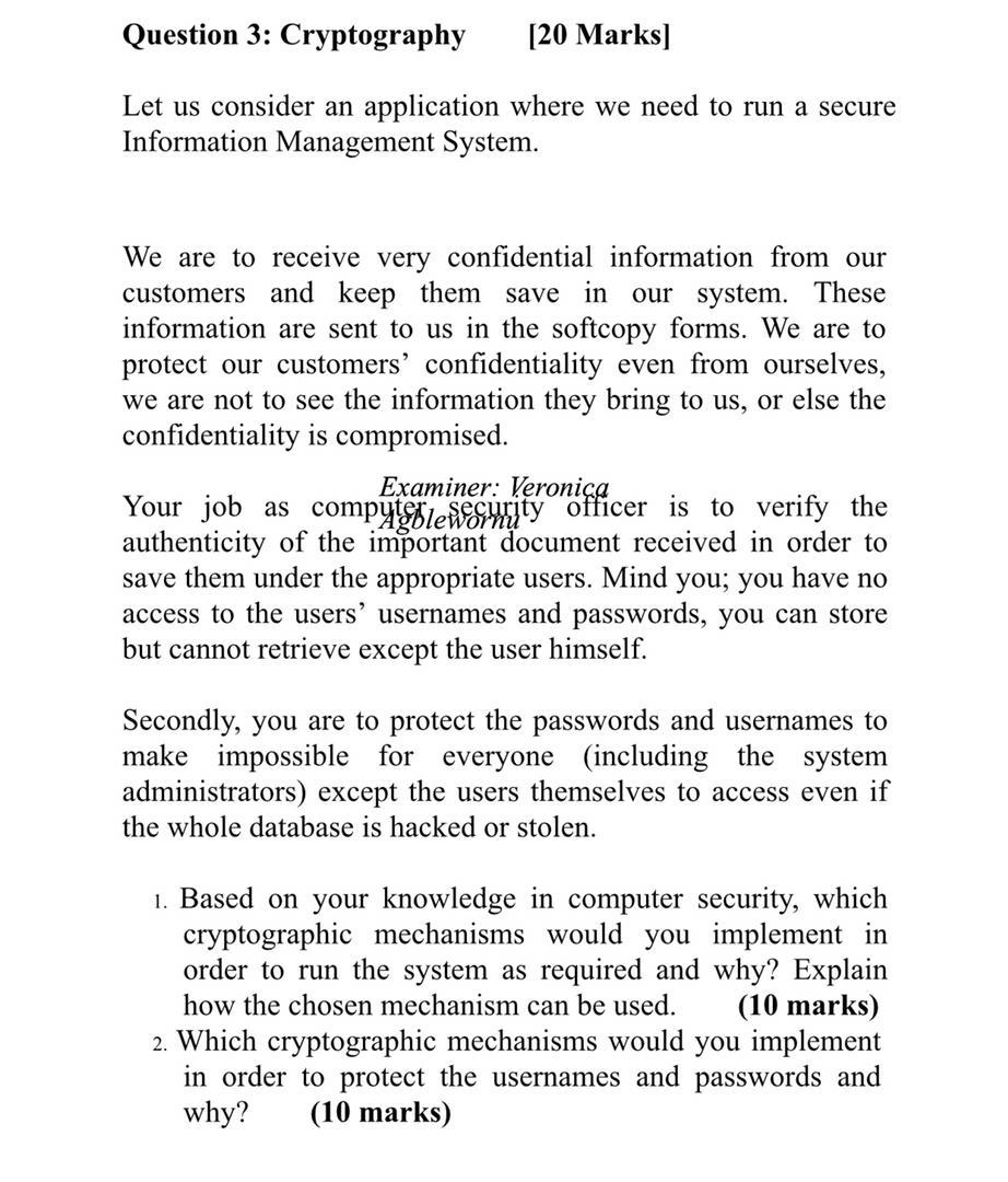 Solved Question 1: Risk Management [20 Marks) A company | Chegg.com
