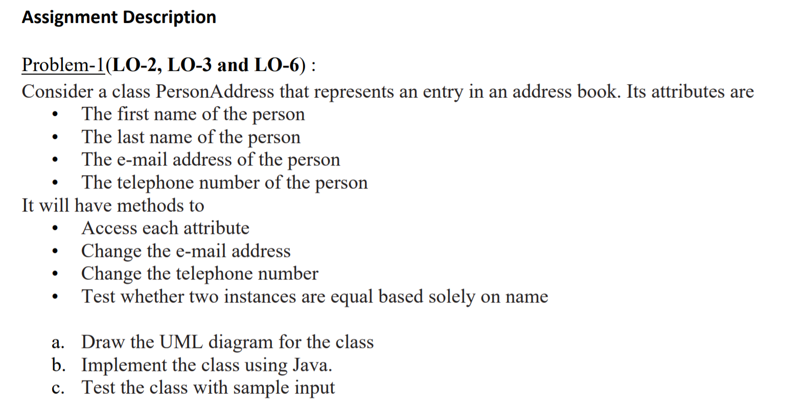 Solved Assignment Description Problem-1(LO-2, LO-3 and | Chegg.com