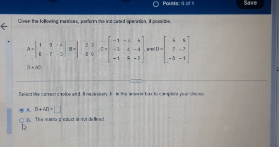 Solved Given the following matrices, perform the indicated | Chegg.com