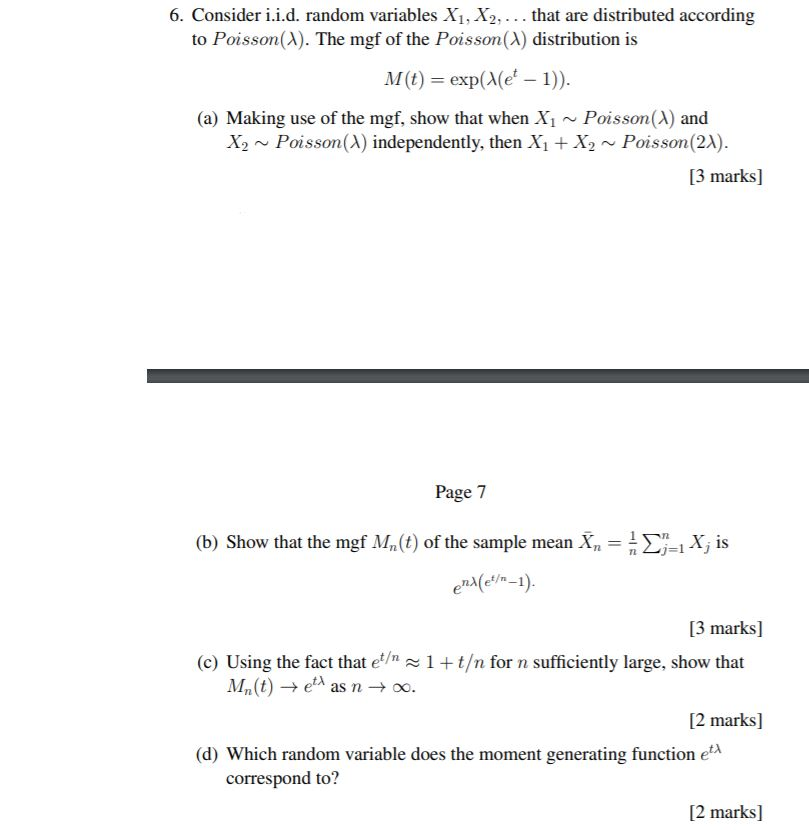Solved 6. Consider i.i.d. random variables X1, X2, ... that | Chegg.com