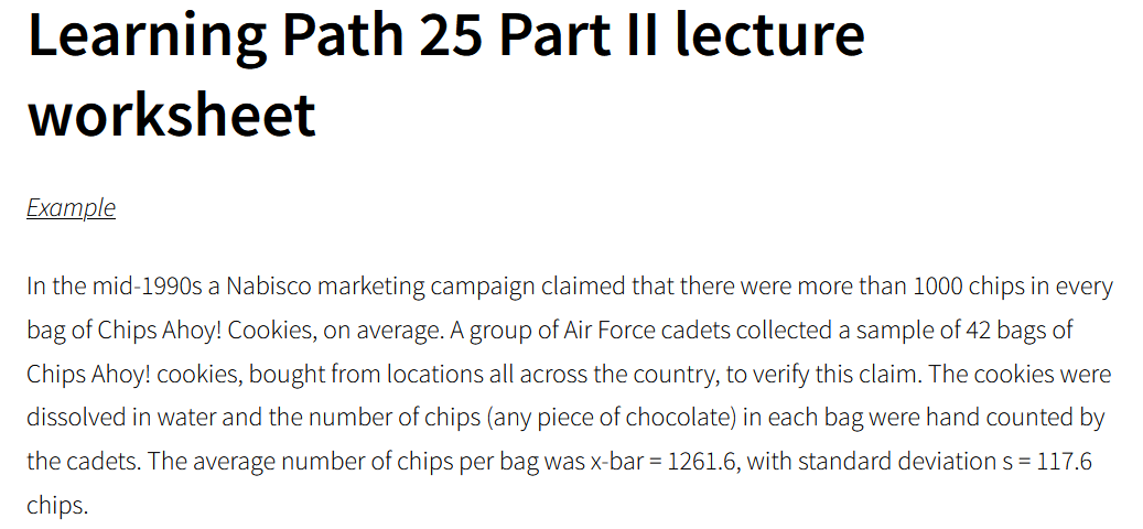 Learning Path 25 Part II lecture worksheet Example In | Chegg.com