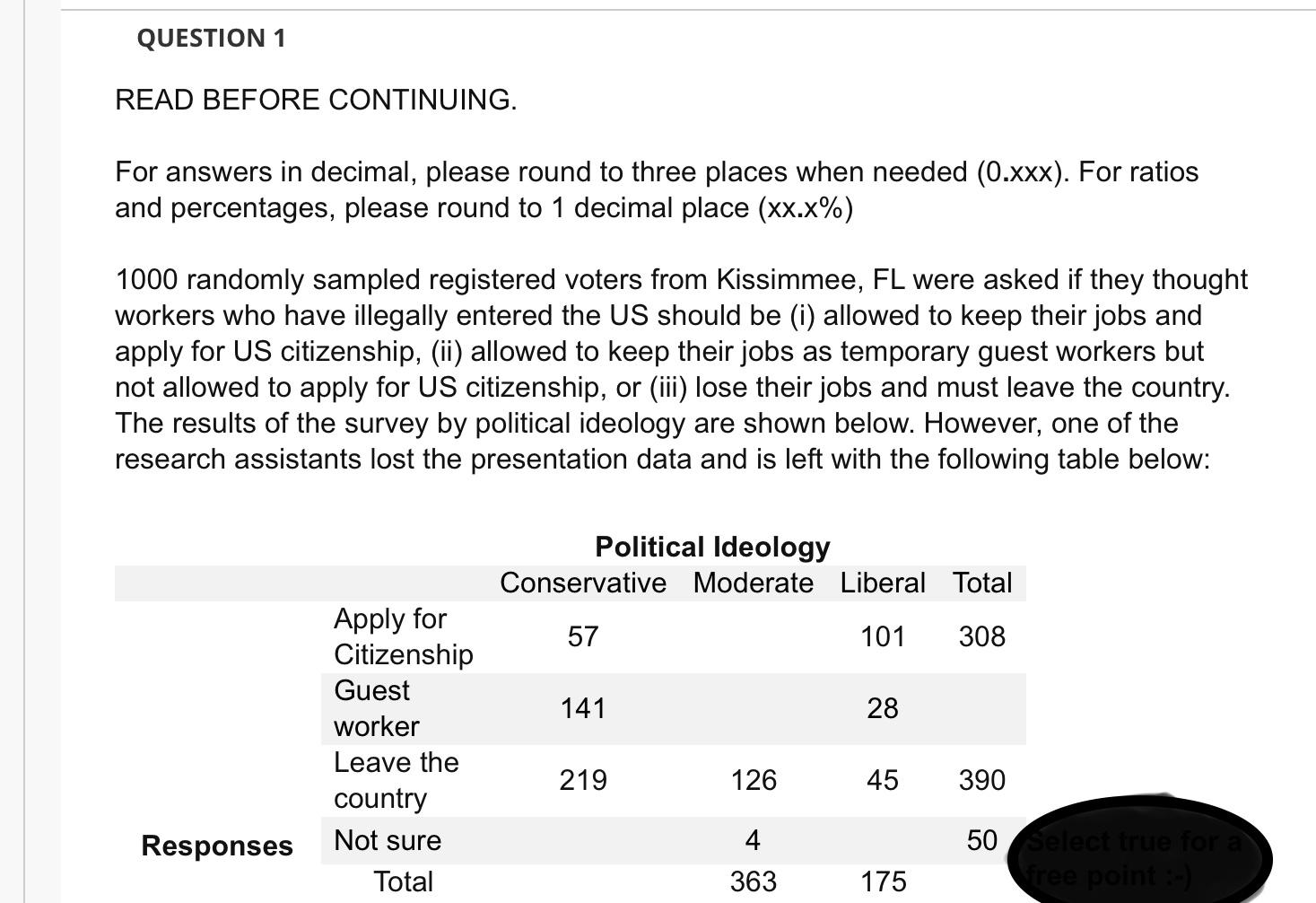 Solved QUESTION 1 READ BEFORE CONTINUING. For answers in | Chegg.com