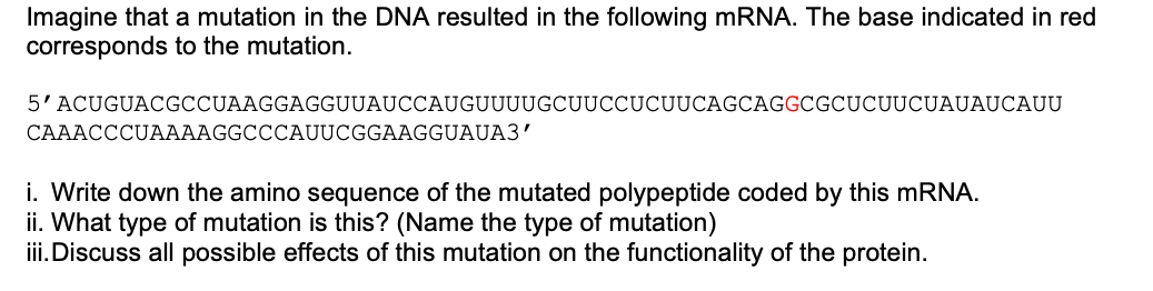 Solved Imagine that a mutation in the DNA resulted in the | Chegg.com