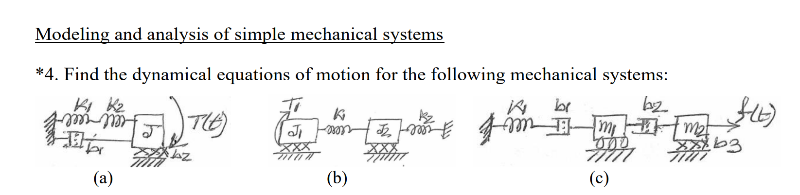 Solved Modeling and analysis of simple mechanical systems | Chegg.com