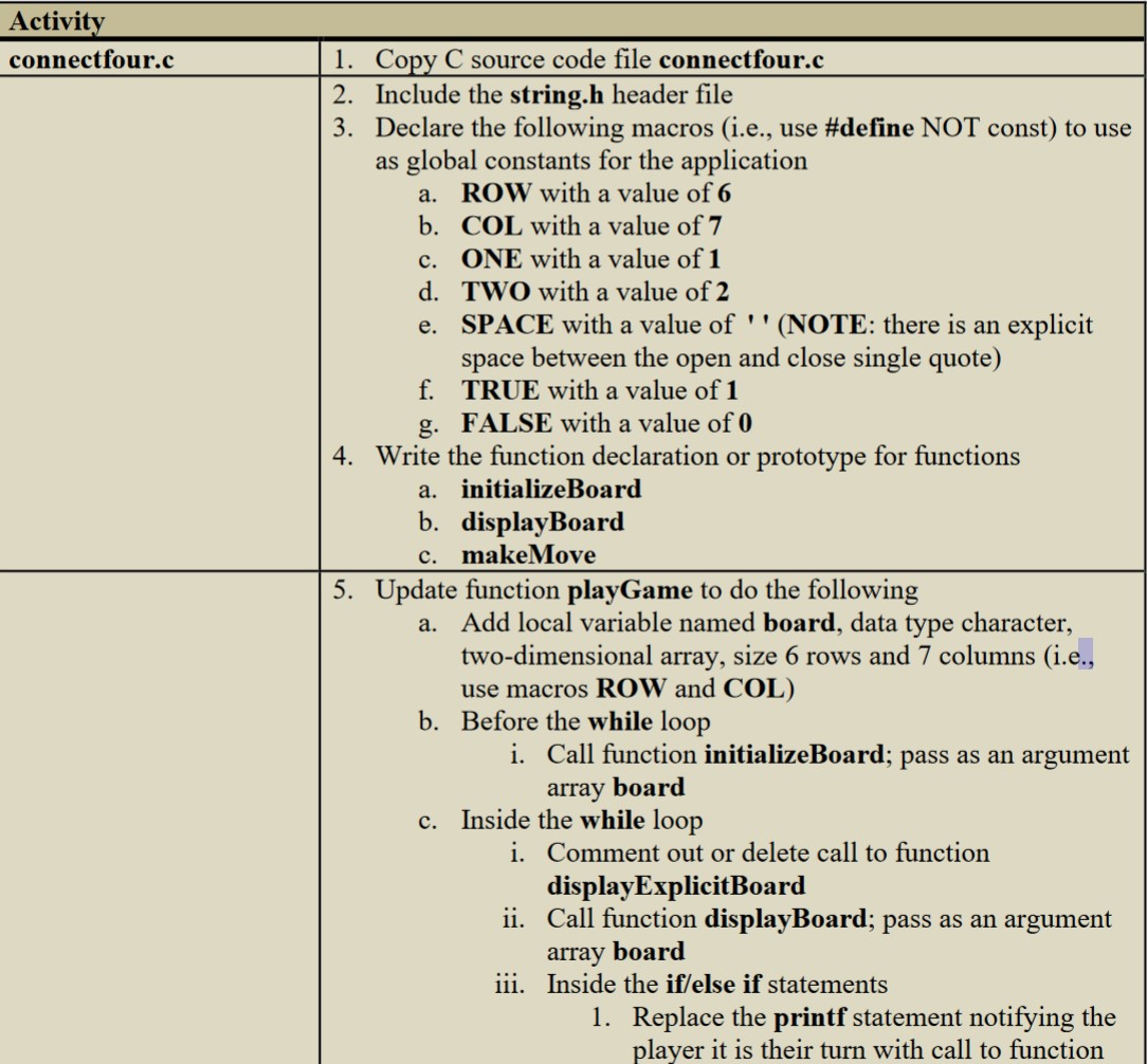 Solved I need my Connect 4 code updated with the following | Chegg.com