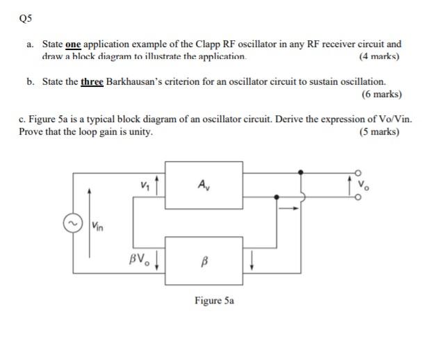 Solved Q5 a. State one application example of the Clapp RF | Chegg.com