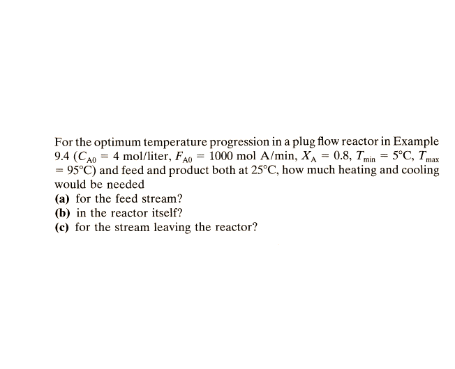 Solved For the optimum temperature progression in a plug | Chegg.com
