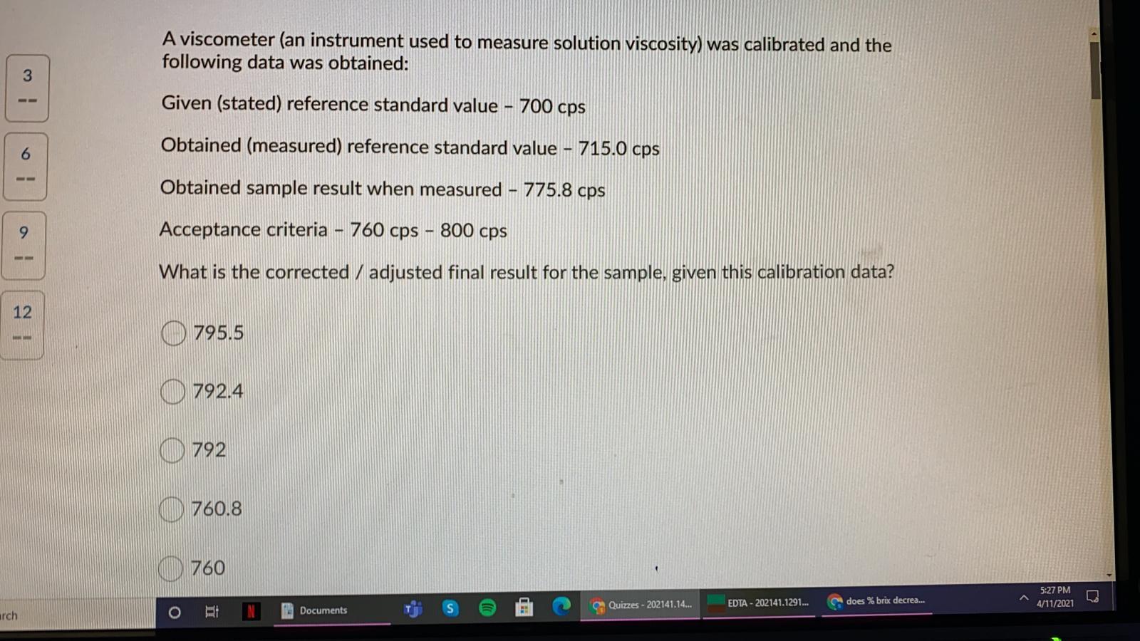 Solved A viscometer (an instrument used to measure solution | Chegg.com