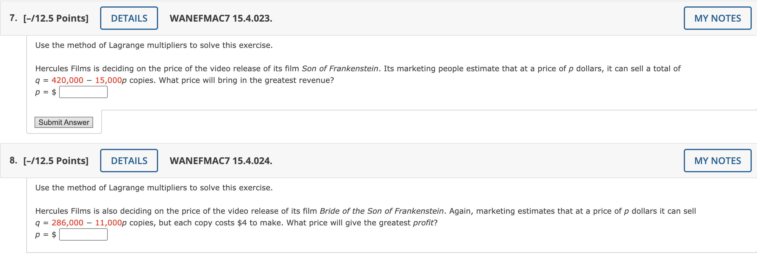 Solved 7. [-/12.5 Points] DETAILS WANEFMAC7 15.4.023. MY | Chegg.com
