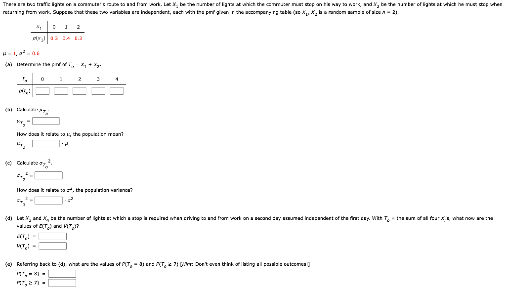 Solved returning from work. Suppose that these two variables | Chegg.com