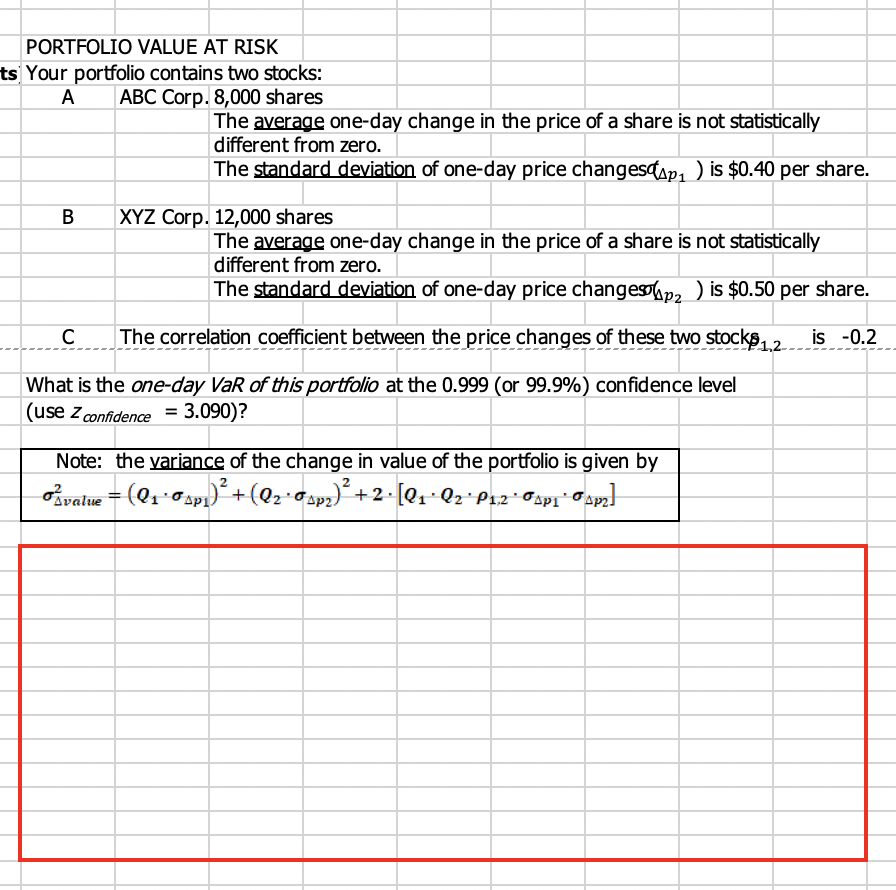 PORTFOLIO VALUE AT RISK ts Your portfolio contains | Chegg.com