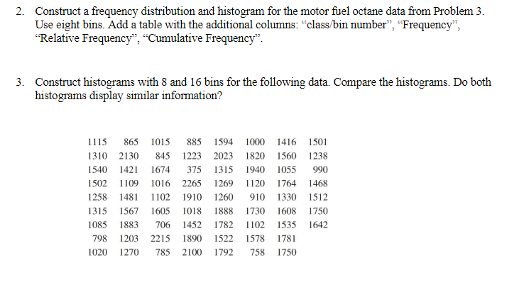 Solved 2. Construct a frequency distribution and histogram | Chegg.com
