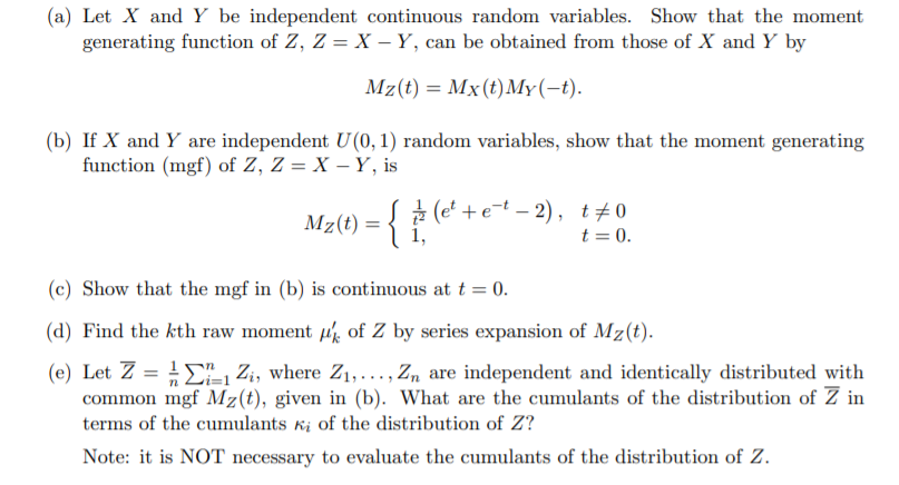 Solved (a) Let X and Y be independent continuous random | Chegg.com