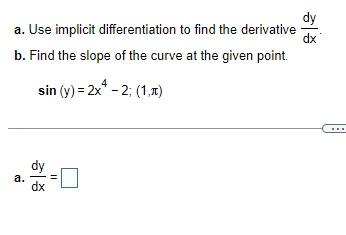 Solved a. Use implicit differentiation to find the | Chegg.com