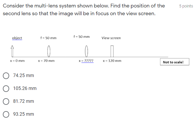 Solved 5 points Consider the multi-lens system shown below. | Chegg.com