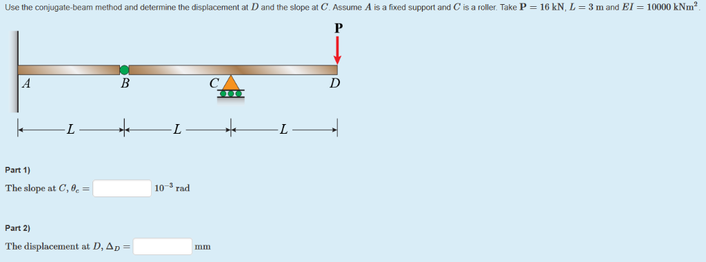 Solved Use the conjugate-beam method and determine the | Chegg.com