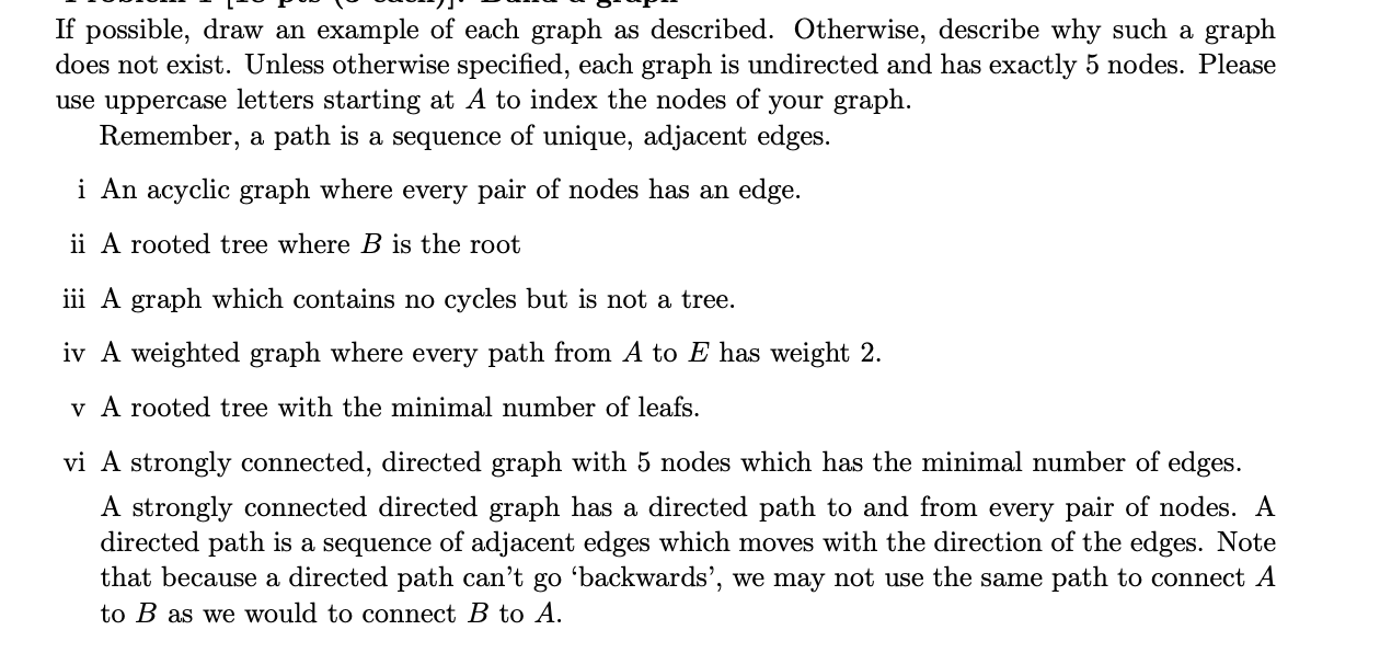 Solved If possible, draw an example of each graph as | Chegg.com