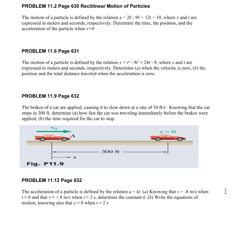 Solved PROBLEM 11.2 Page 630 Rectilinear Motion of Particles | Chegg.com