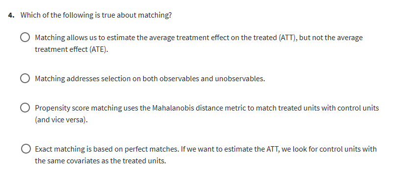 Solved 4. Which of the following is true about matching? | Chegg.com