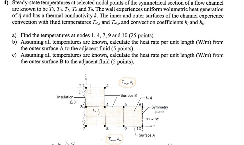 4) Steady-state temperatures at selected nodal points | Chegg.com