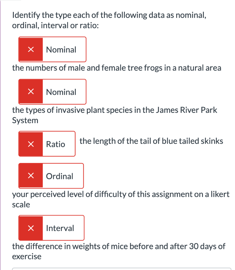 Solved Identify the type each of the following data as | Chegg.com