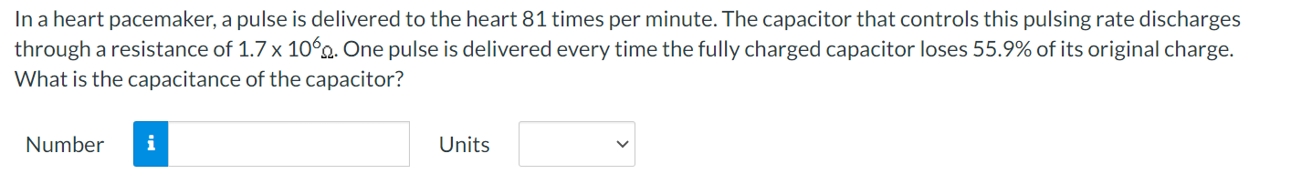 Solved In a heart pacemaker, a pulse is delivered to the | Chegg.com