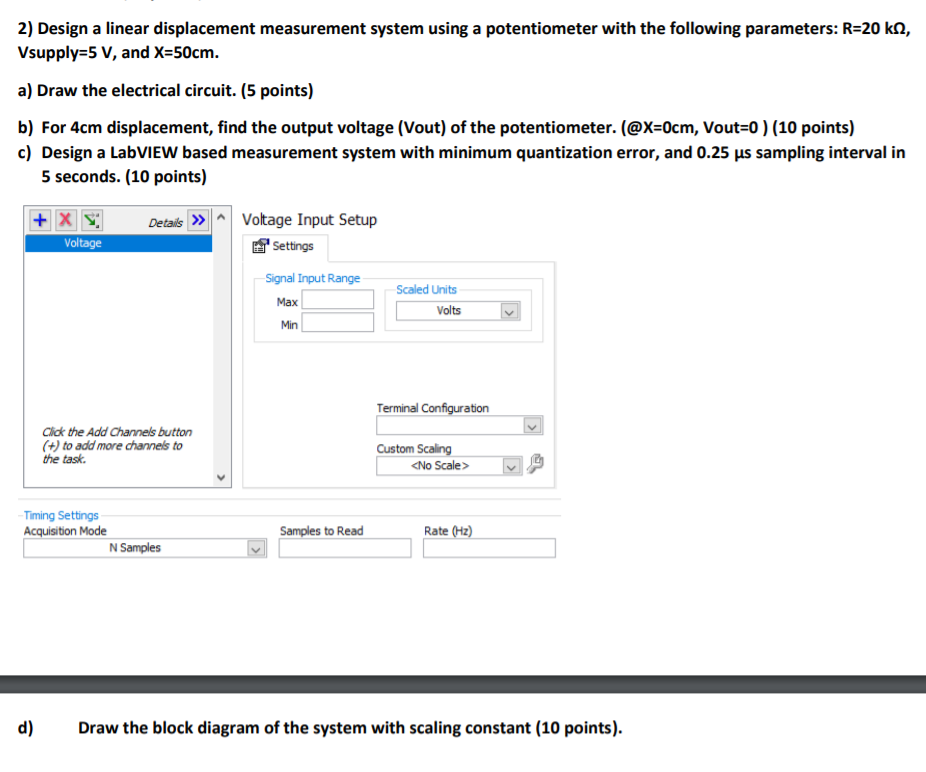 2) Design a linear displacement measurement system | Chegg.com