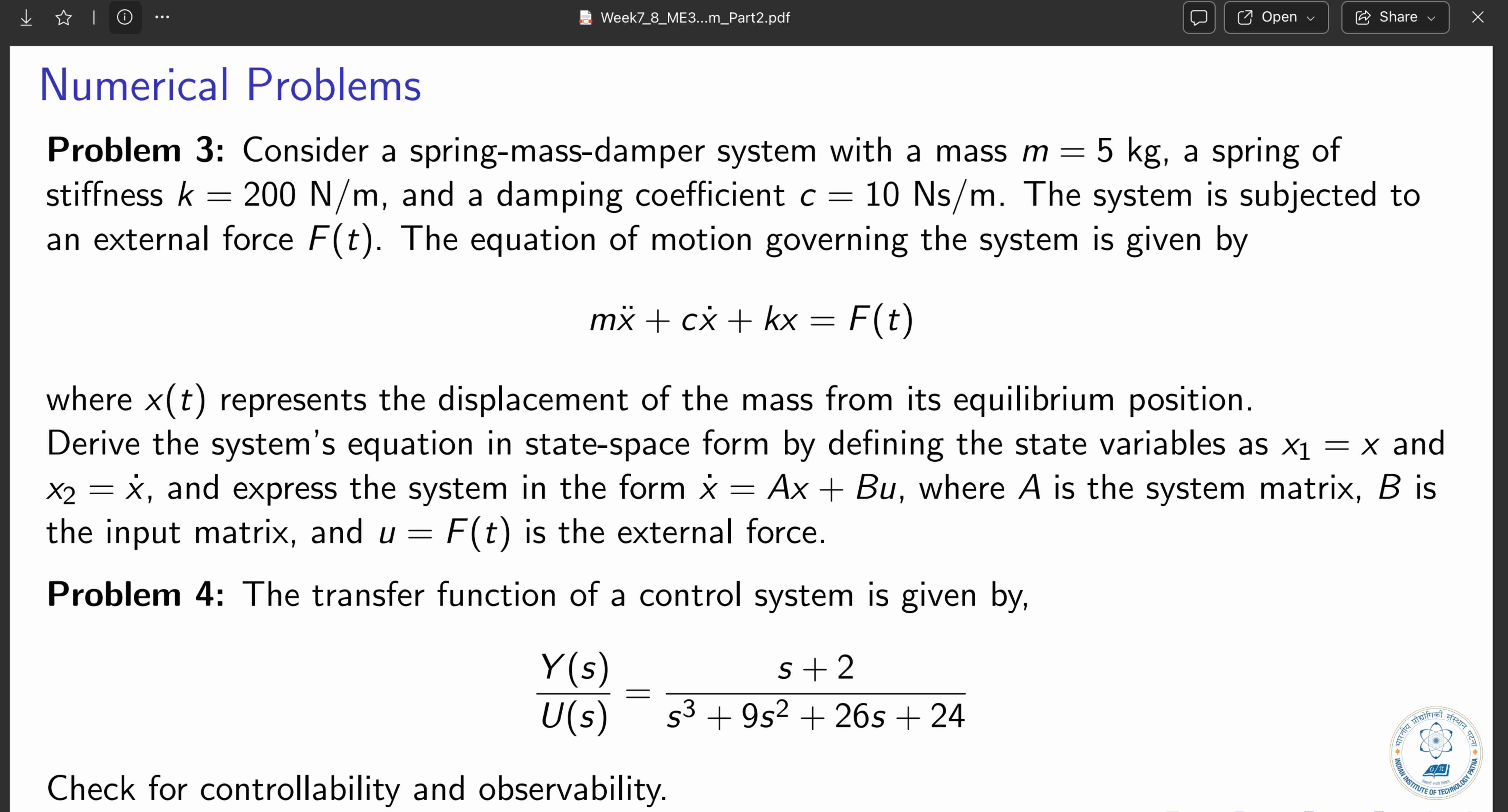 Solved Numerical ProblemsProblem 3: Consider a | Chegg.com