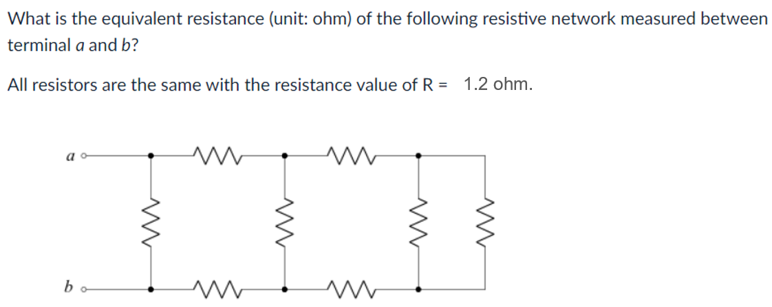 Solved What is the equivalent resistance (unit: ohm) of the | Chegg.com