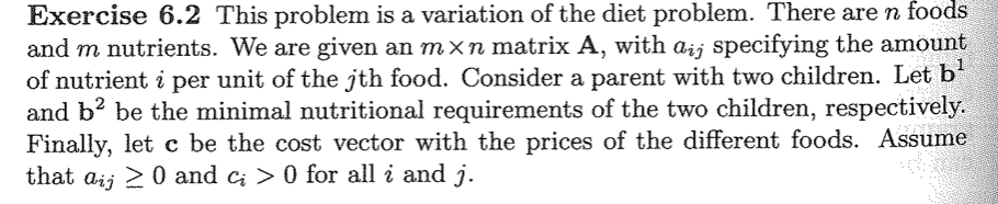 Solved Exercise 6.2 This problem is a variation of the diet | Chegg.com