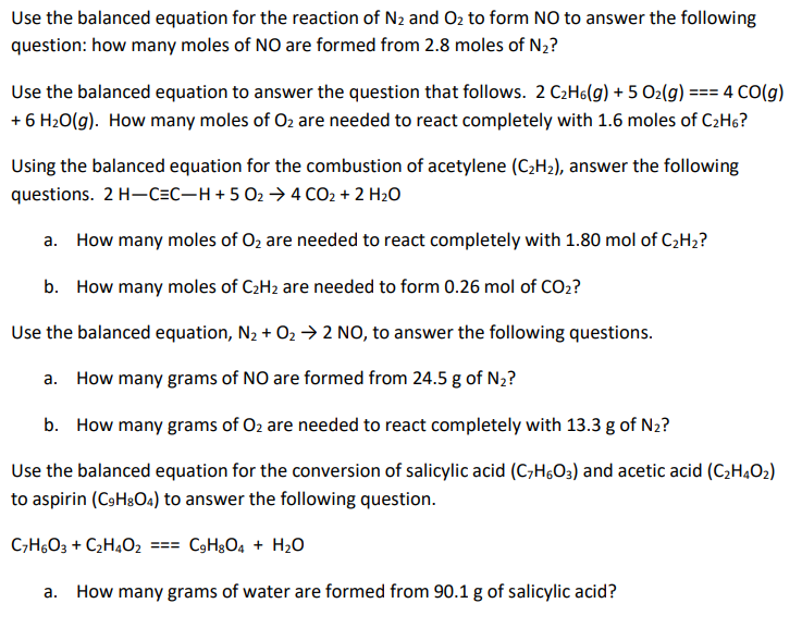 Solved Use the balanced equation for the reaction of N2 and | Chegg.com