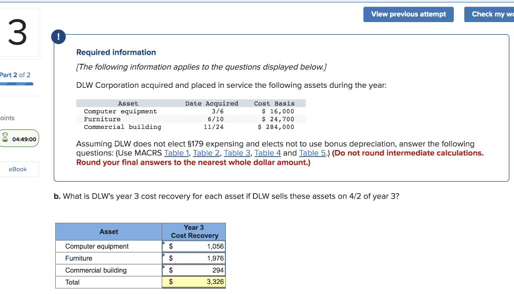 Solved View previous attempt Check my wc 3 ! Required | Chegg.com