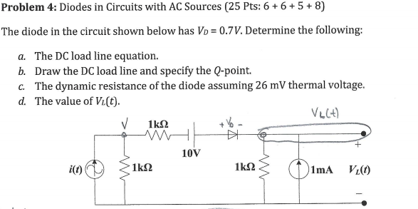 Solved Problem 4: Diodes in Circuits with AC Sources (25 | Chegg.com