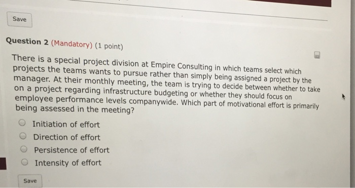 Solved There is a special project division at Empire | Chegg.com