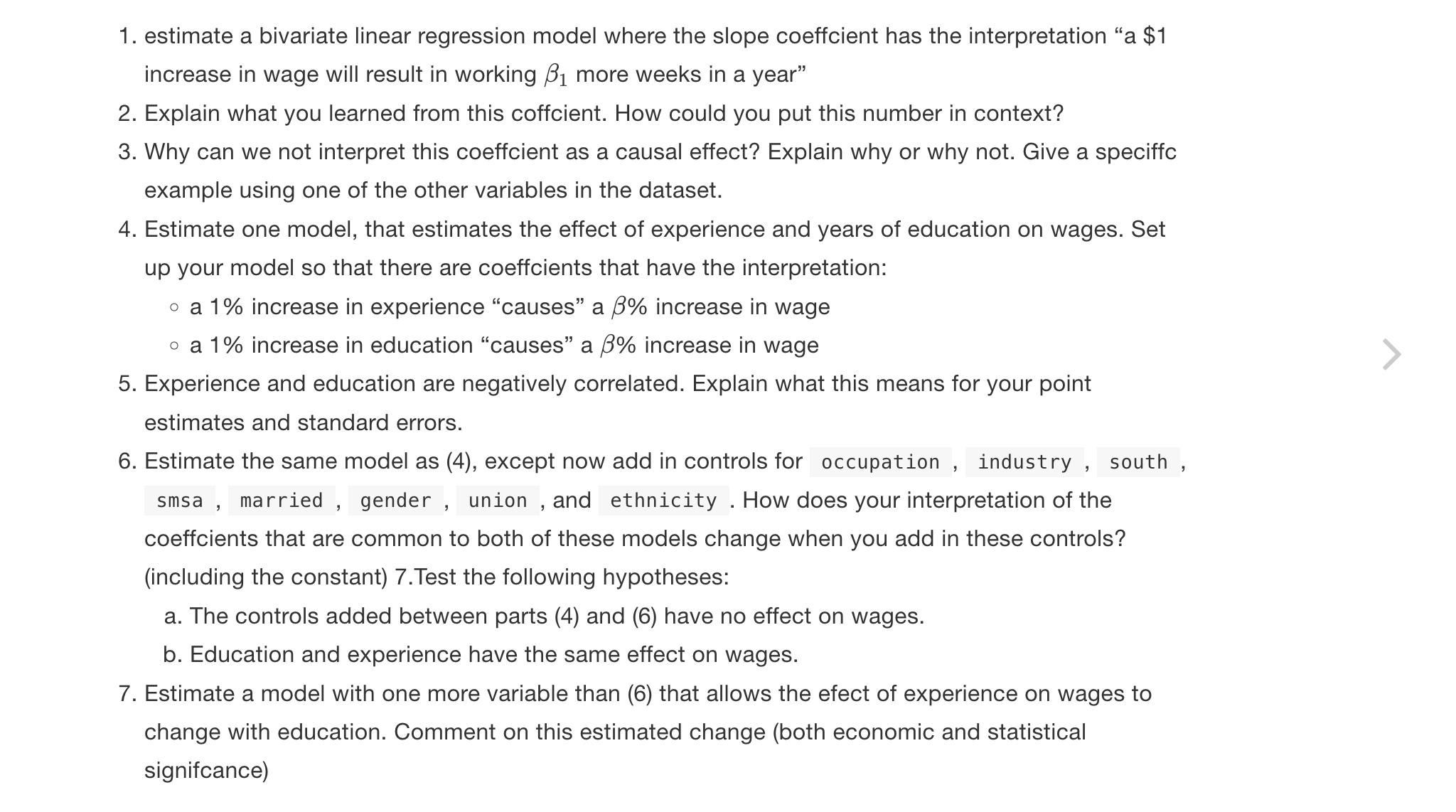 Solved estimate a bivariate linear regression model where | Chegg.com