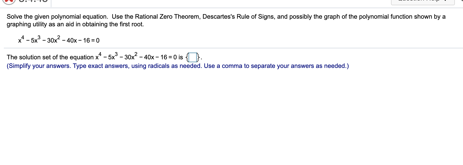 Solved Solve the given polynomial equation. Use the Rational | Chegg.com
