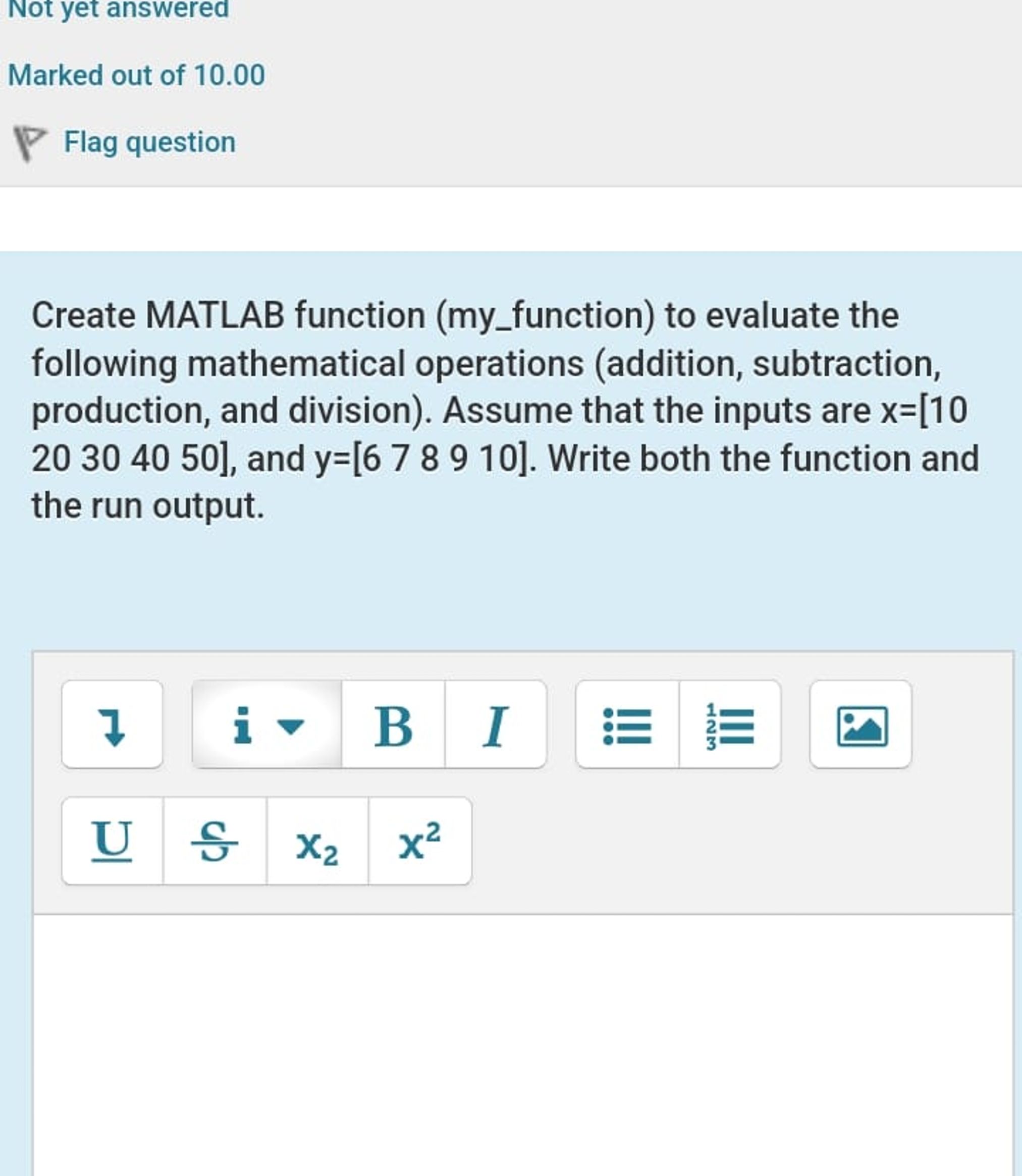 Solved Not yet answeredMarked out of 10.00Flag | Chegg.com