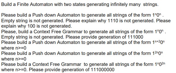 Build a Finite Automaton with two states generating | Chegg.com