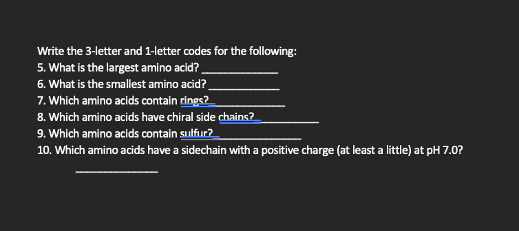 Solved Write the 3-letter and 1-letter codes for the | Chegg.com