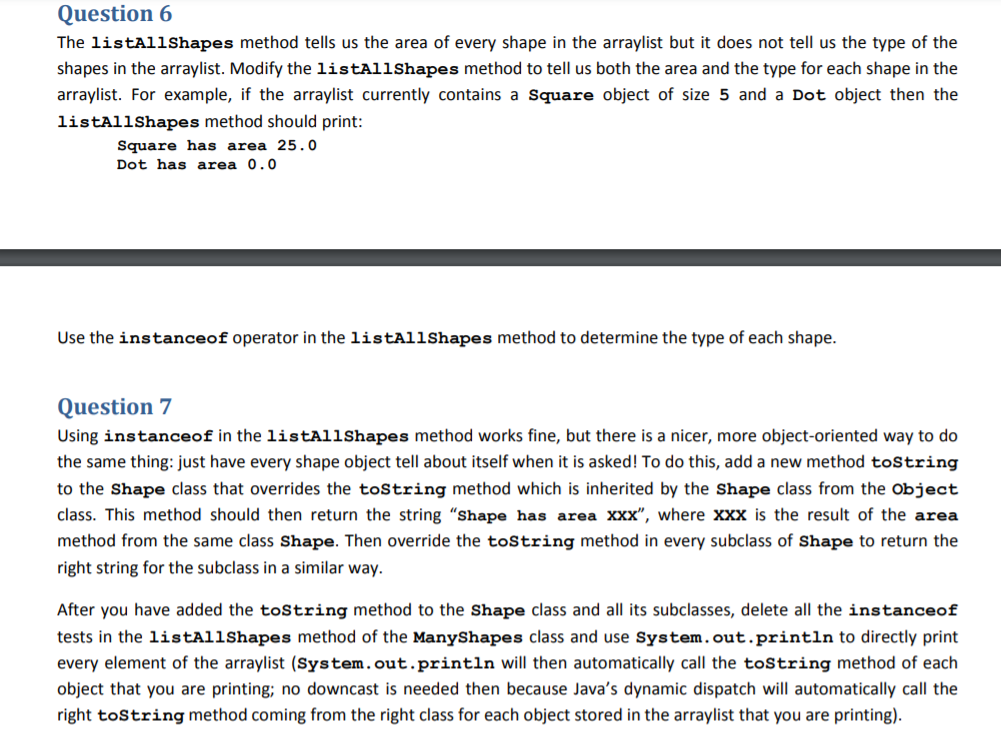 Solved Question 1 Create a Shape class with the following | Chegg.com