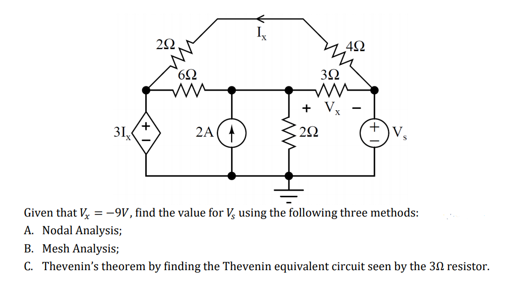 Solved I 292 492 692 392 + V w + 31, 2A 292 V. Given that Vx | Chegg.com