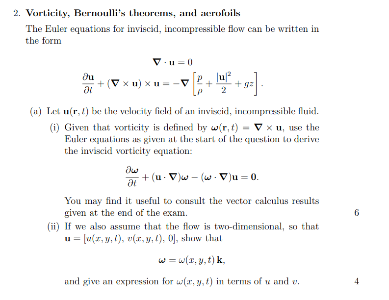 Solved 2. Vorticity, Bernoulli's theorems, and aerofoils The | Chegg.com