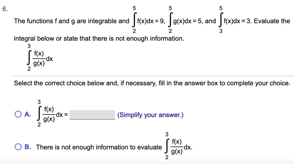 Solved The functions fand g are integrable and f(x)dx = 9, | Chegg.com