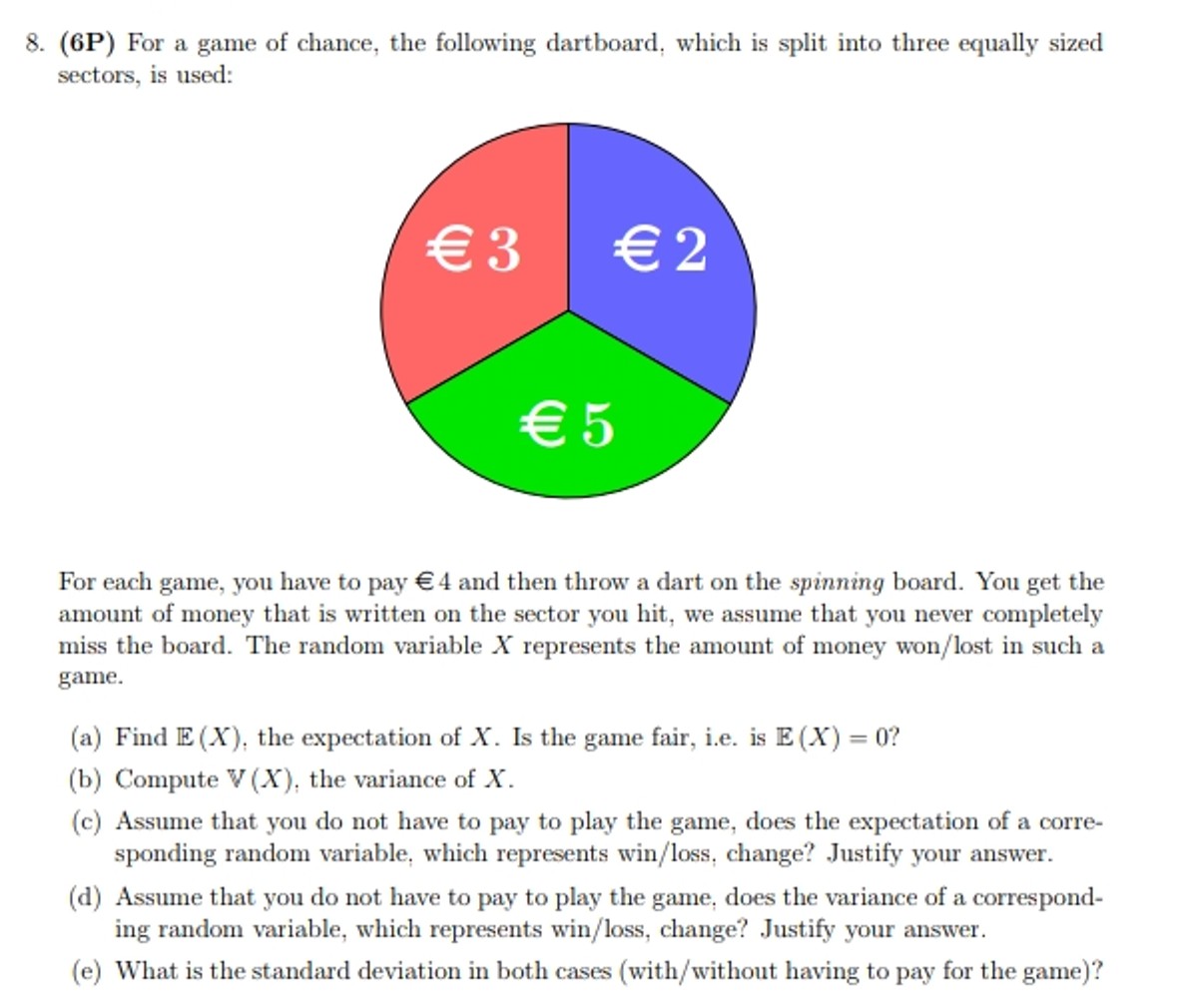 Solved (6P) ﻿For a game of chance, the following dartboard, | Chegg.com