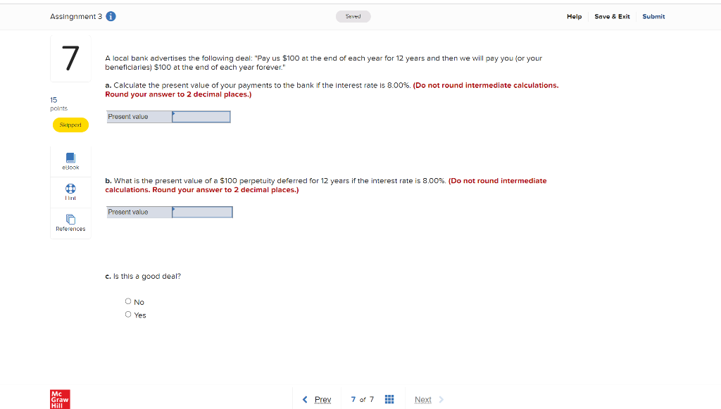 Solved Assingnment 3 Seved Help & Save & Exit Submit 7 A | Chegg.com