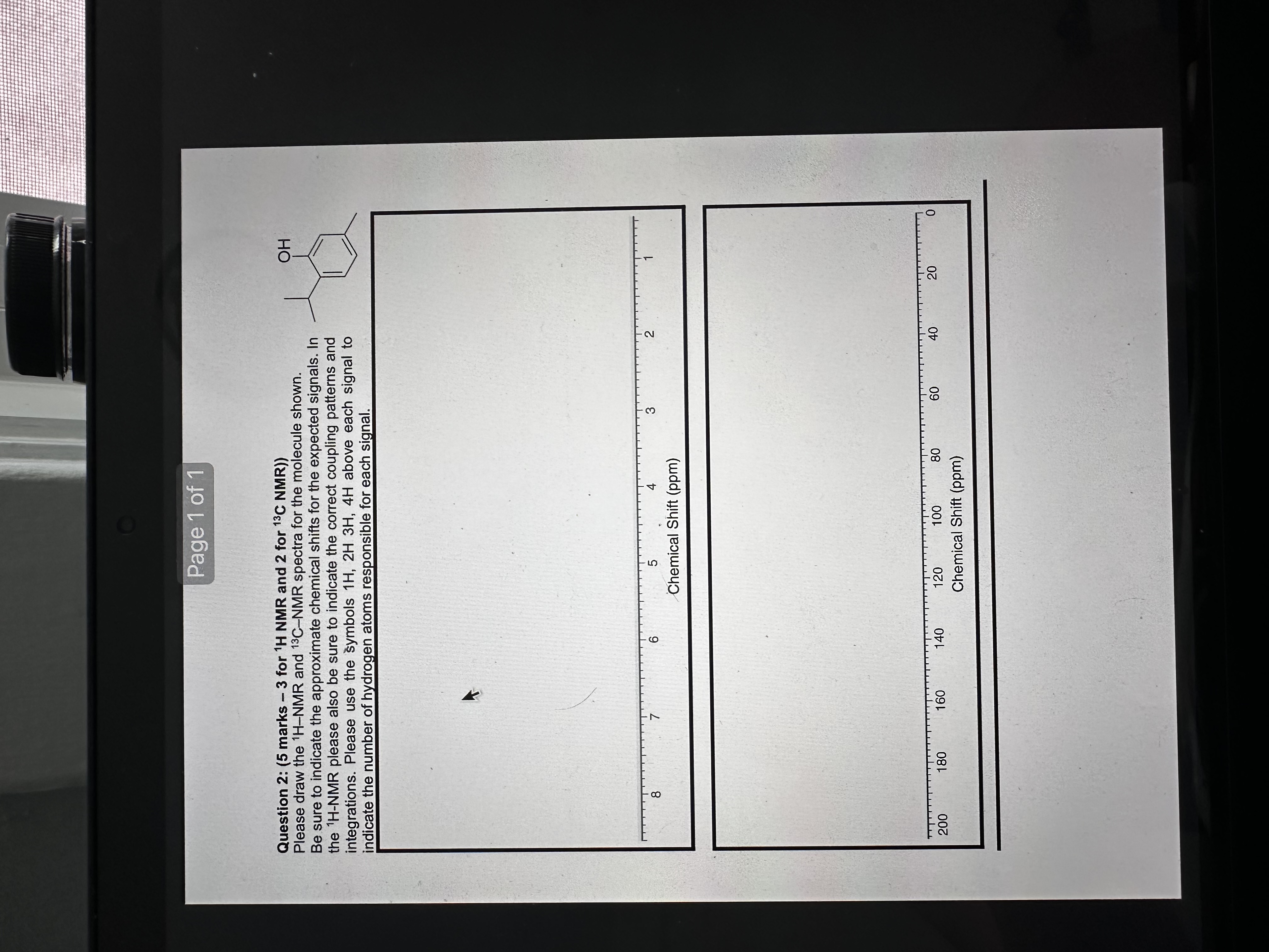 Solved Question 2: ( 5 ﻿marks - 3 ﻿for ?1H ﻿NMR and 2 ﻿for | Chegg.com