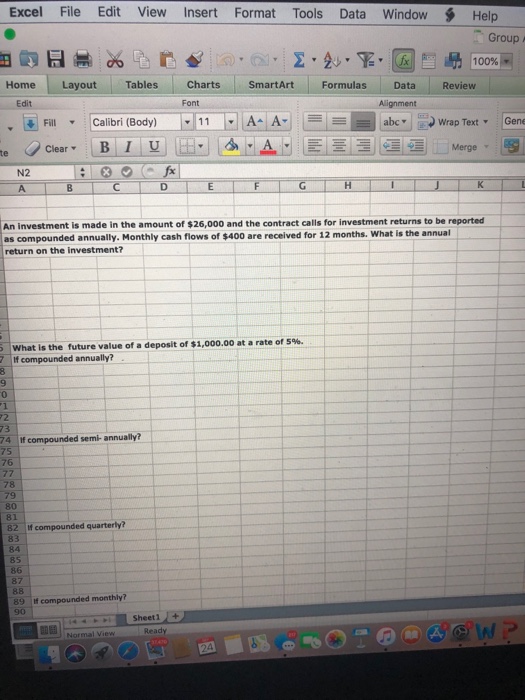 Solved Excel File Edit View Insert Format Tools Data Window